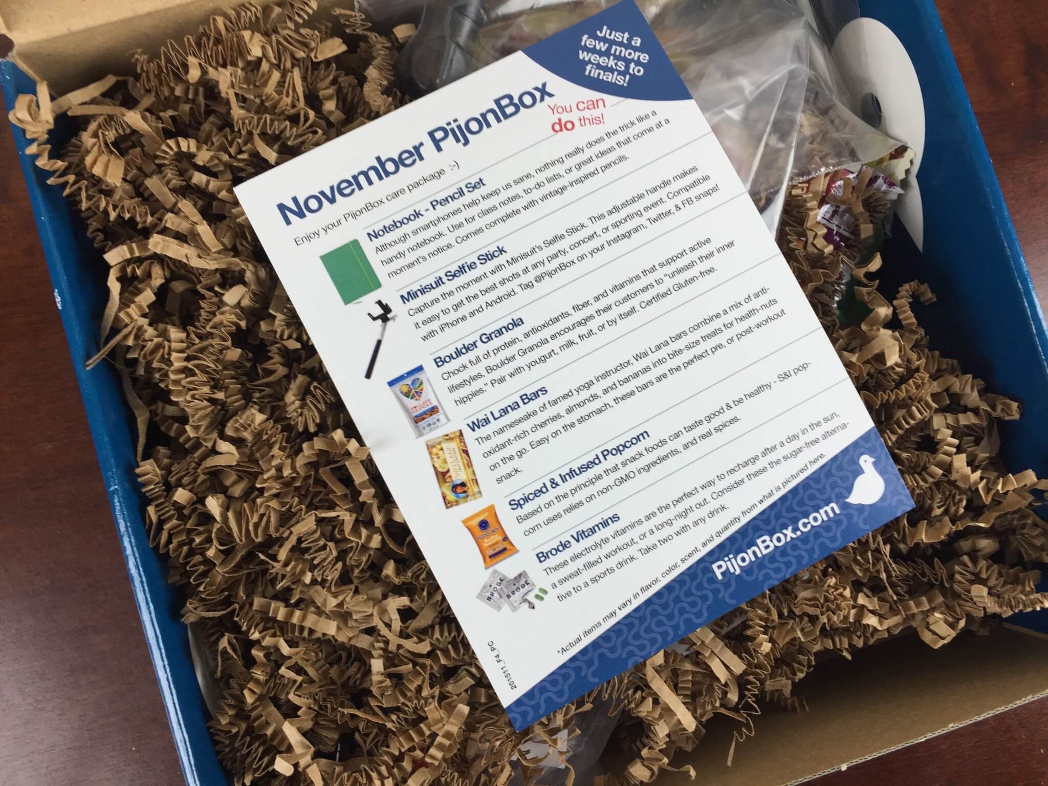 PijonBox November 2015 College Subscription Box Review + Coupon Codes ...