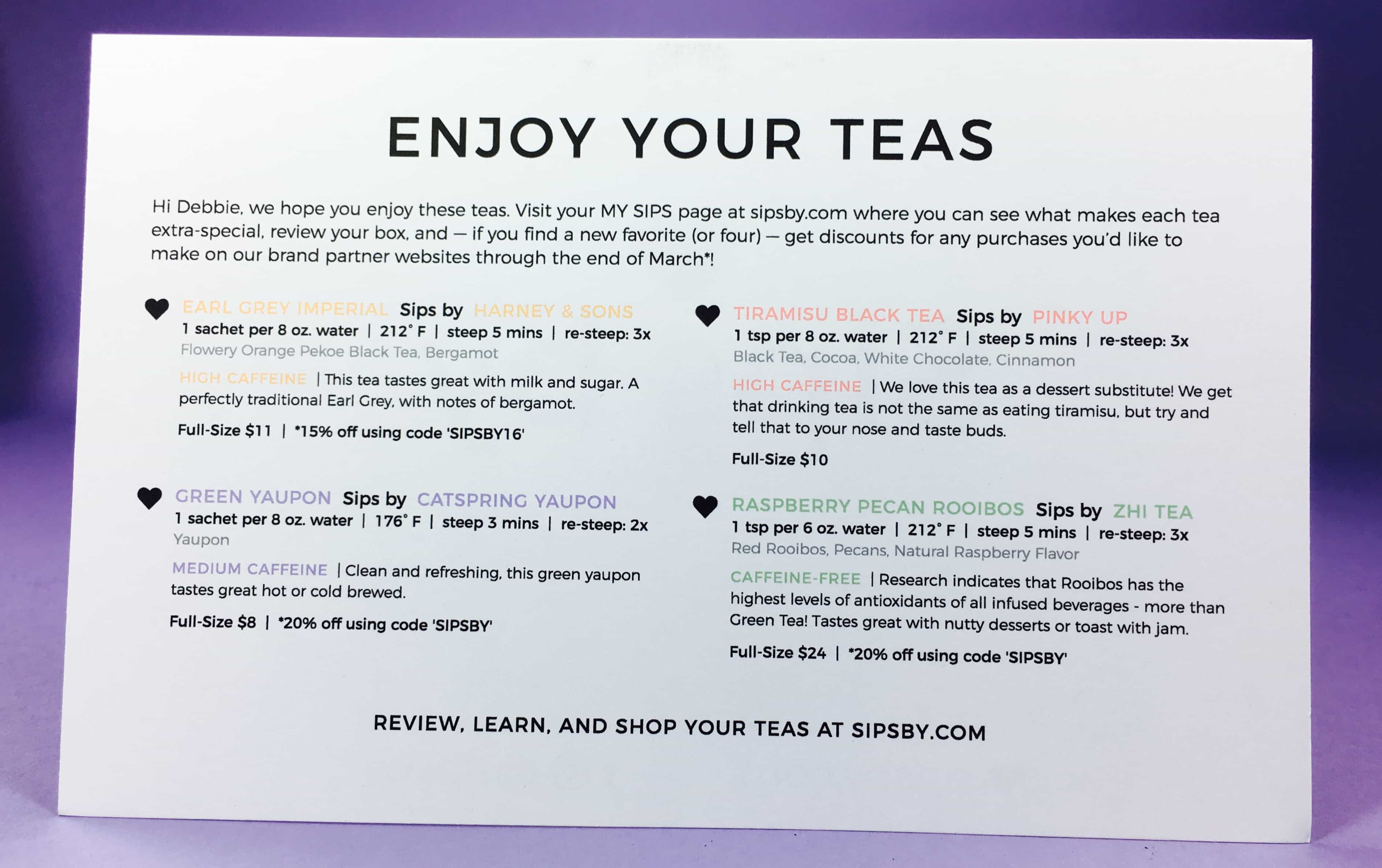 Sips by Tea Sample Box March 2017 Subscription Box Review + Coupon ...