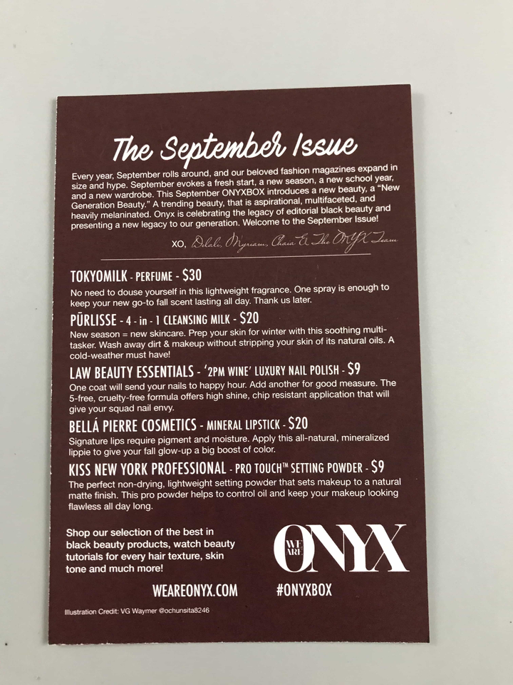 We Are Onyx ONYXBOX September 2017 Subscription Box Review + Coupon ...