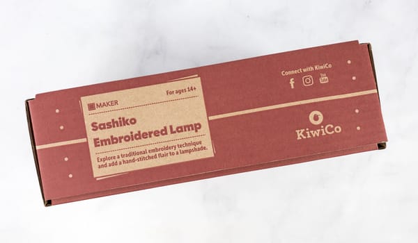 Maker Crate Review + Coupon - SASHIKO EMBROIDERED LAMP - Hello Subscription