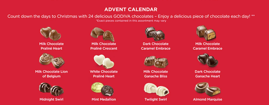 Godiva Chocolate Advent Calendar: 24 Luxury Chocolates! - Hello ...
