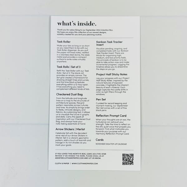 CLOTH & PAPER Intention Box September 2024 Review: The Kanban Method ...